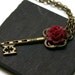 Red Rose Antique Brass Skeleton Key Necklace