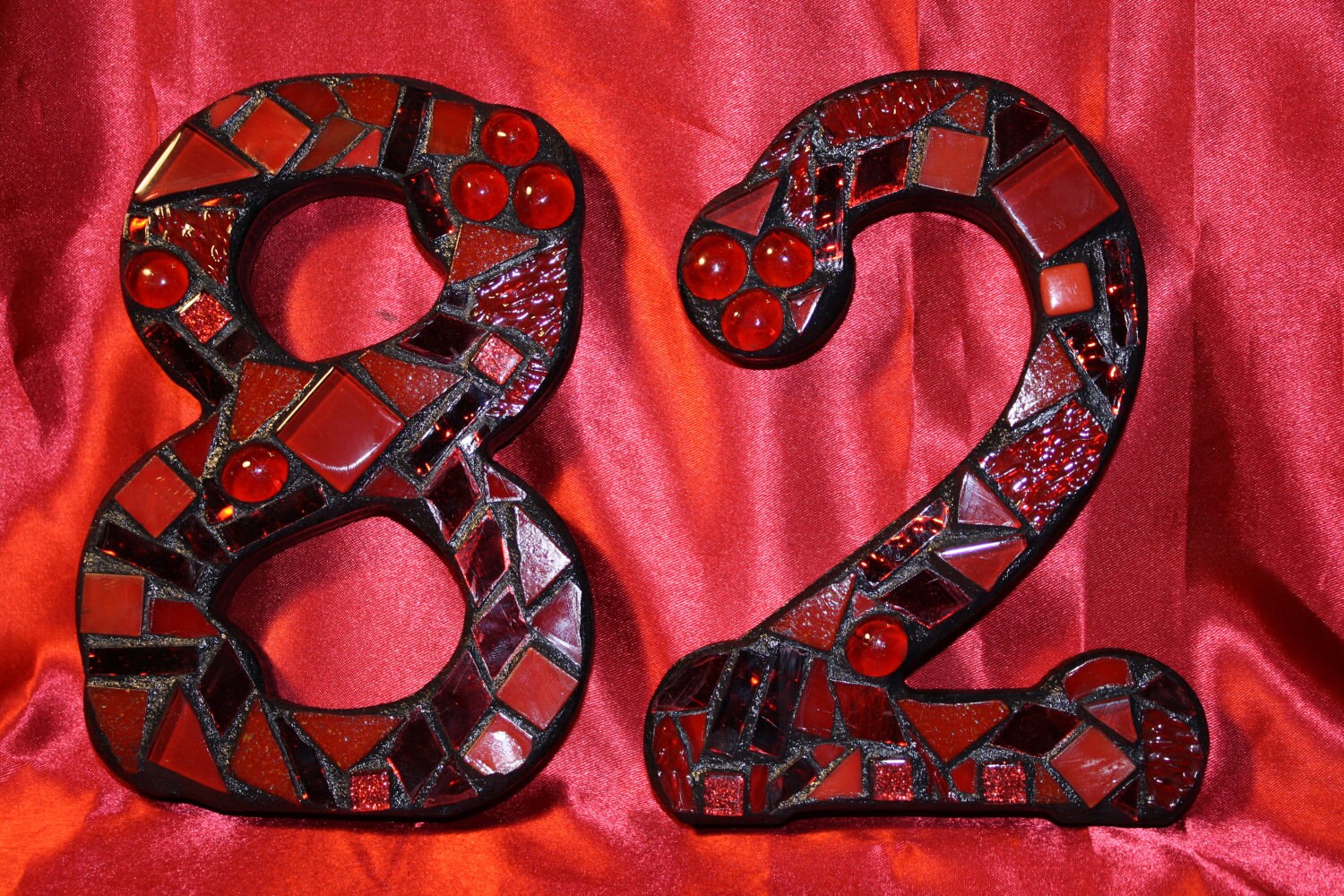 Custom Made Stained Glass Mosaic House Numbers Your Color