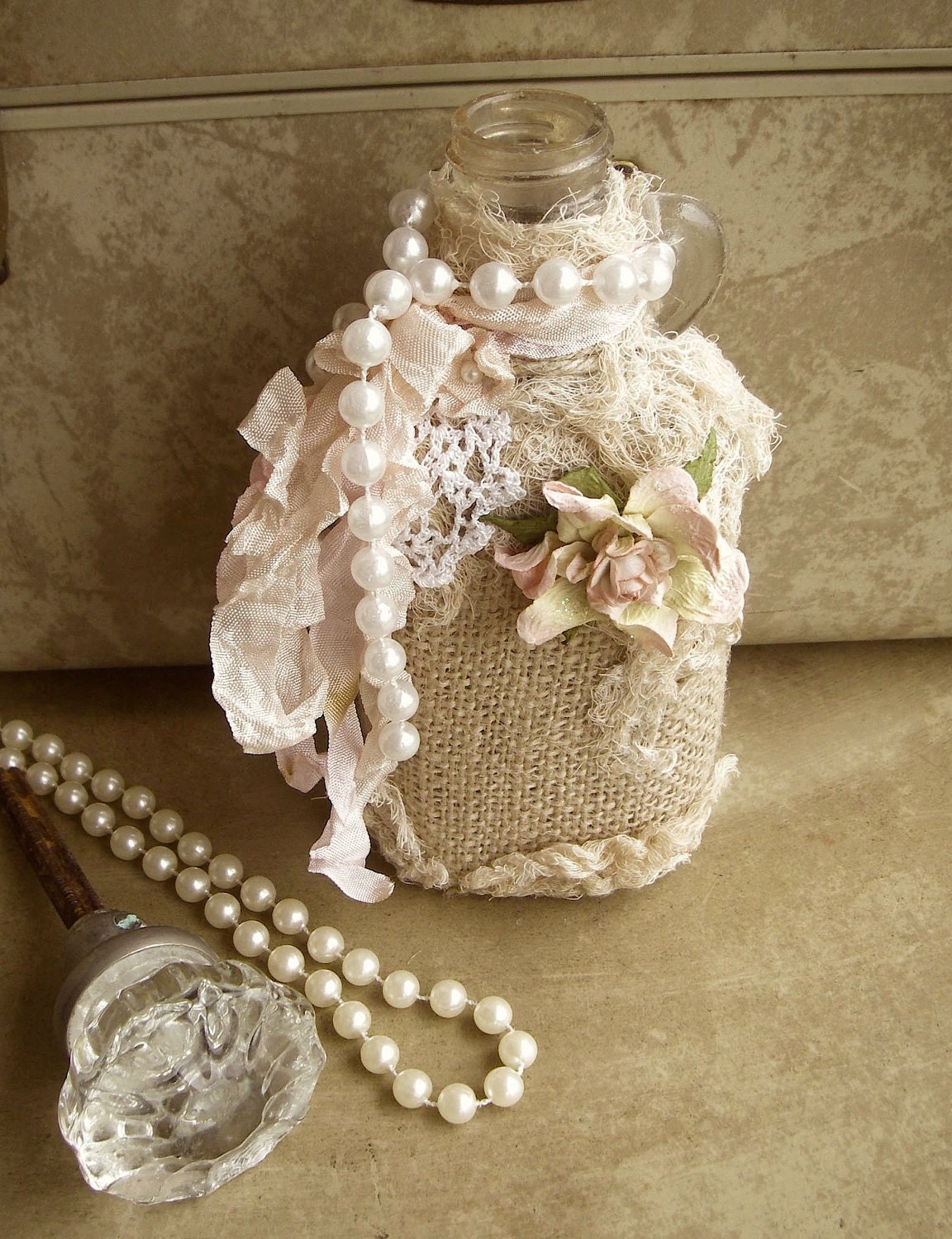 altered bottle shabby chic shabby chic decor antique