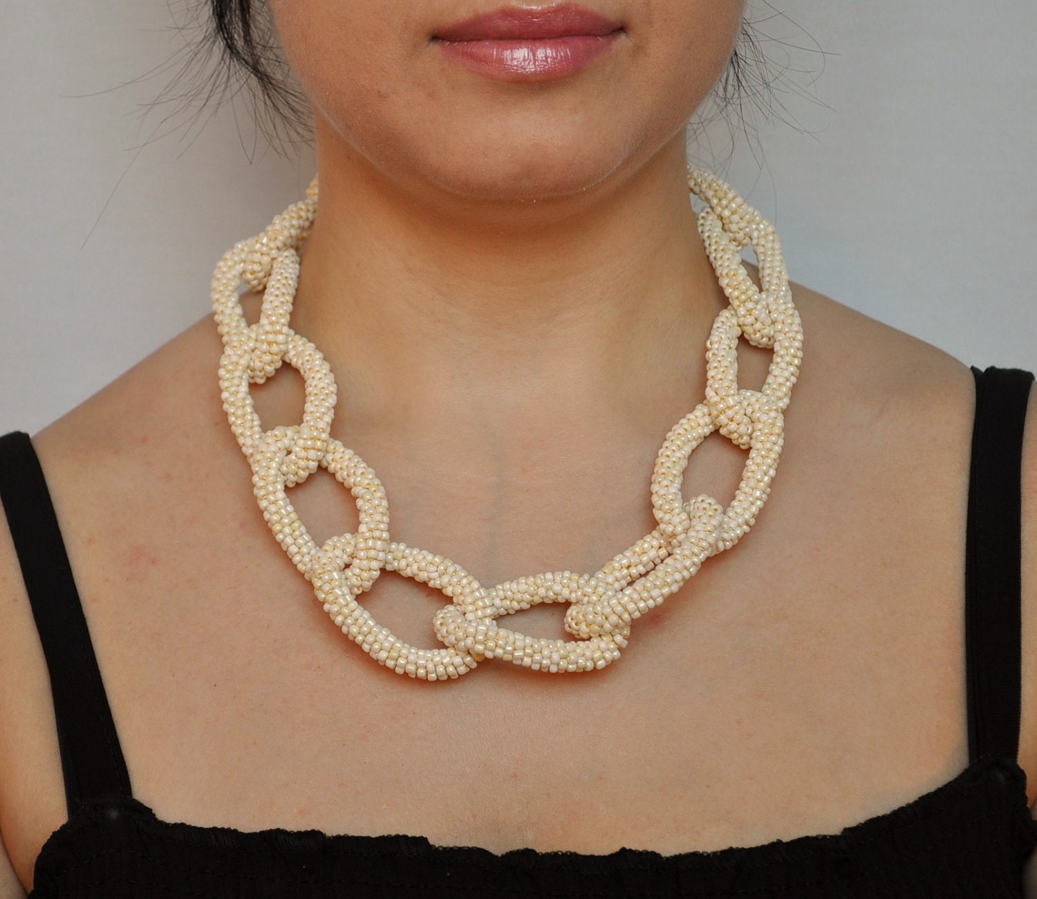 Glass Beaded Chain Necklace by defneodemis on Etsy