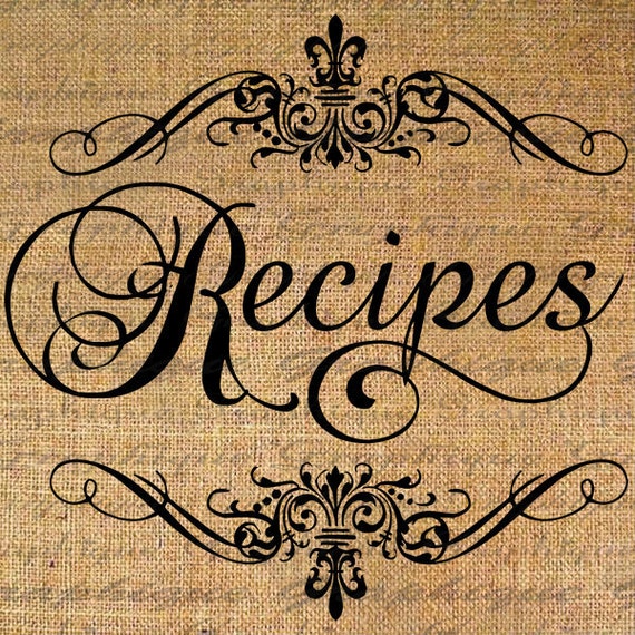 Items similar to Recipes in Frame Script Text Typography Word Digital ...