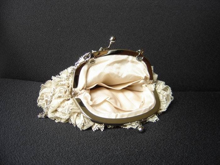 Adorable Puffy Lace Ruffle Clutch/Purse BEIGE