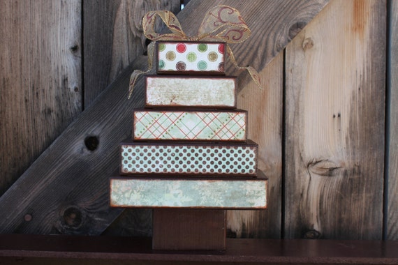 Items similar to Christmas Tree Stacker Blocks - READY TO SHIP ...