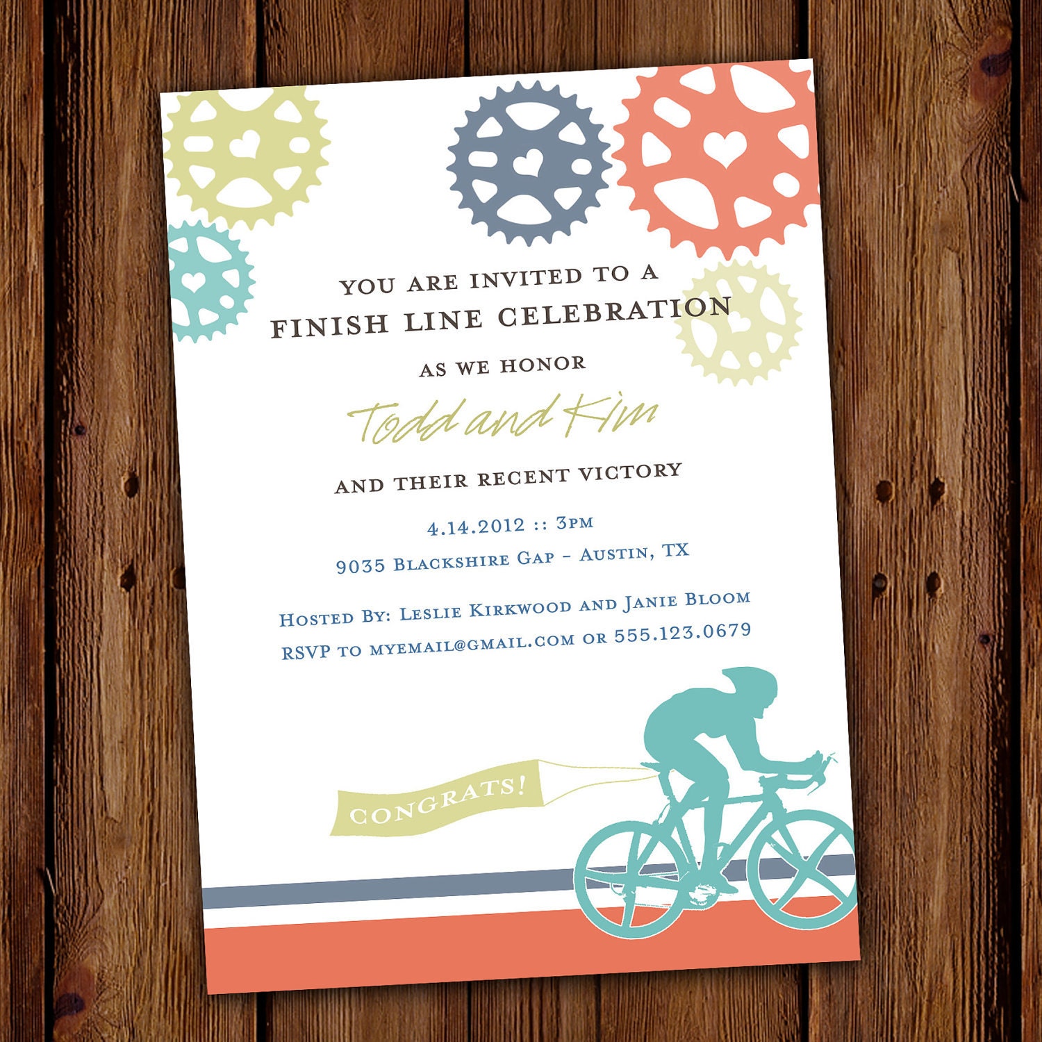 Bicycle Birthday Party Invitation Template