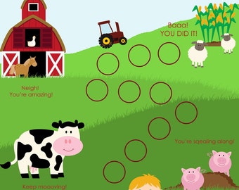 Personalized Child Behavior Reward Chart - Farm - Printable