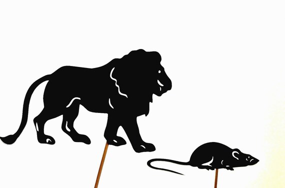Items similar to Shadow puppets LION AND MOUSE on Etsy