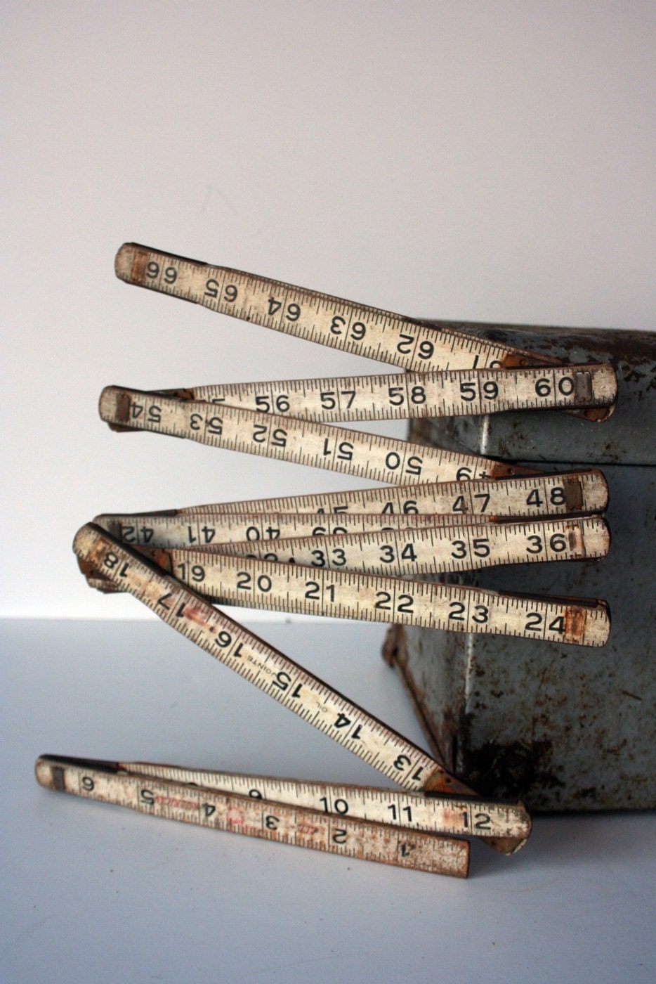 vintage wooden folding ruler