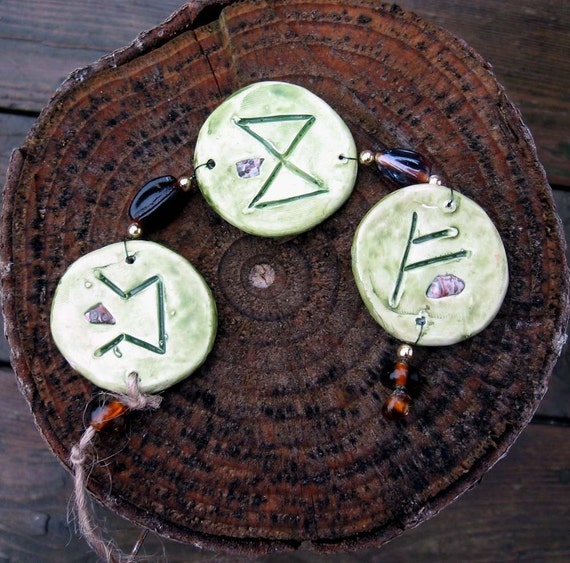 Money rune amulet charm with Jasper by WhiteMoonWitchcraft on Etsy