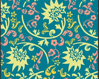 Teal yellow fabric | Etsy