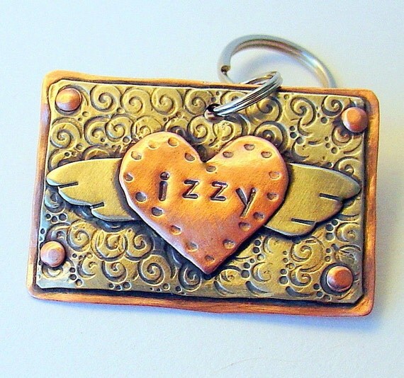 Custom ID tag for large dogs or key ring Soaring by DoggoneTags