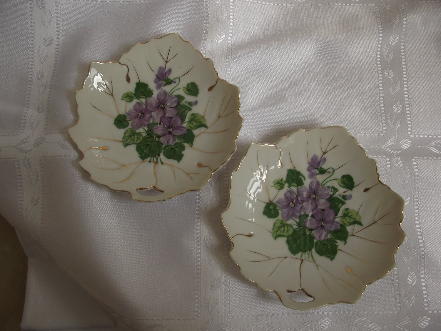 Nasco Japan Vintage Leaf Shaped China Candy or Trinket Dishes Painted ...