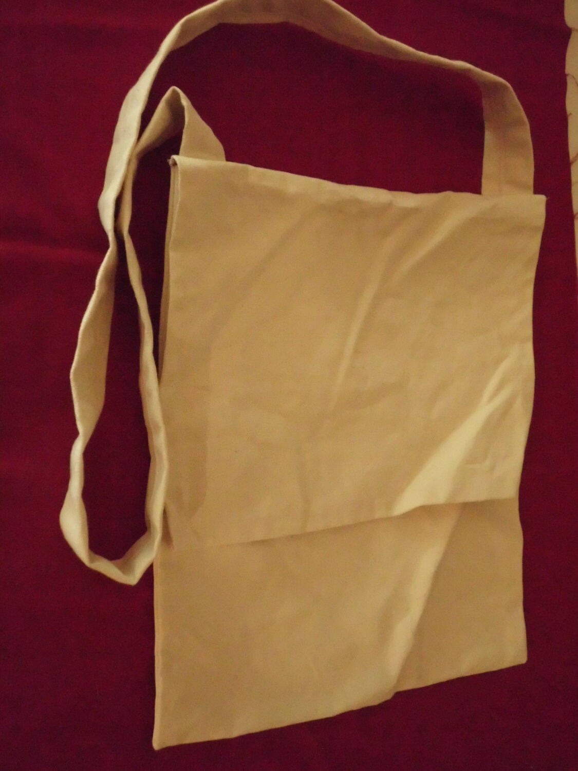 White cotton canvas haversack.