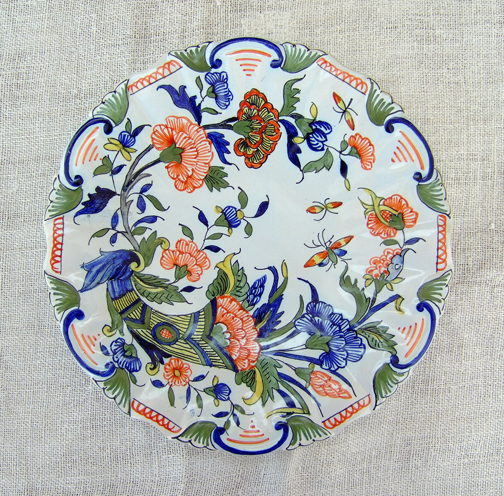 Vintage French Country Plate Hand Painted Old Rouen vintage-french-country-plate-hand-painted-old-rouen