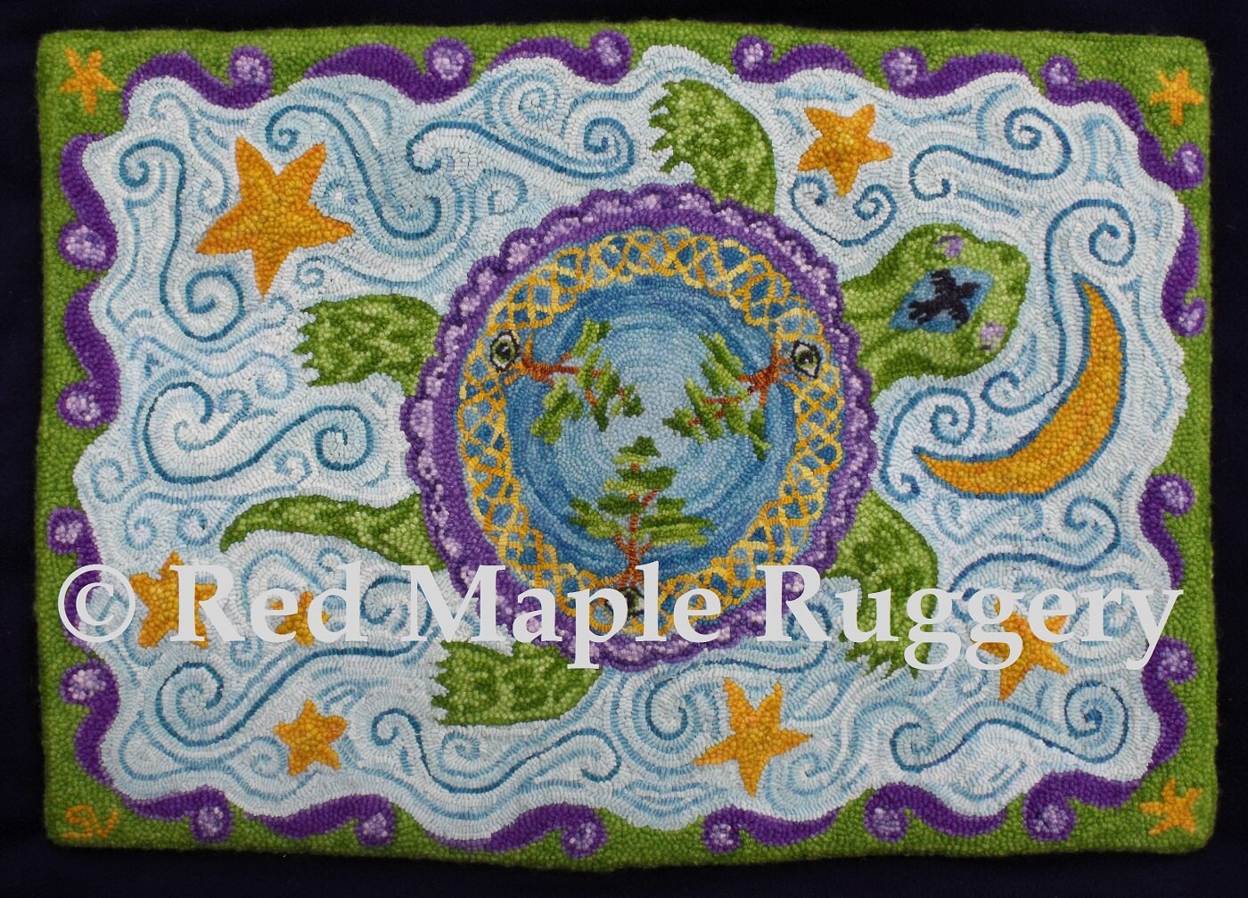 DREAM TURTLE Rug Hooking/ Punch Needle Pattern on Monks Cloth