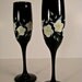 Black Hand Painted Champagne Glasses by Allthatglass1 on Etsy