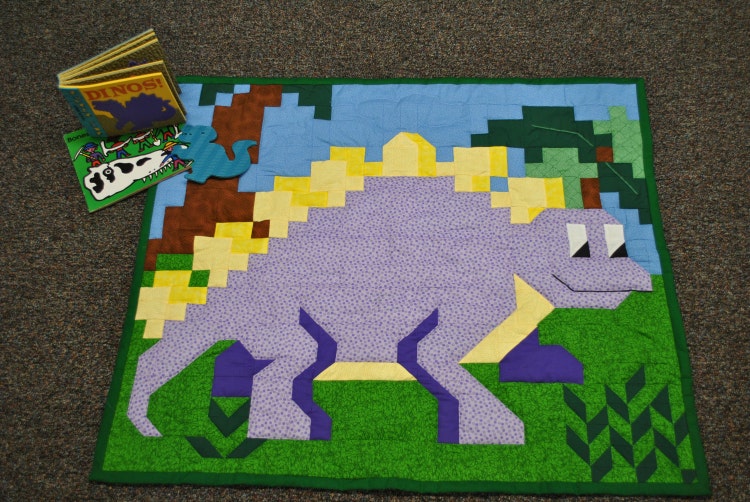 Dinosaur Quilt Pattern in multiple sizes crib to by CountedQuilts