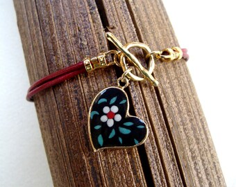 Popular items for red heart bracelet on Etsy
