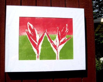 Botanical print tropical leaf portrait hand-pulled original