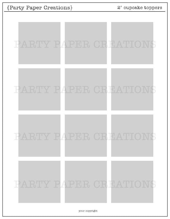 Items similar to Cupcake Toppers 2 inch Square Template Commercial Use ...