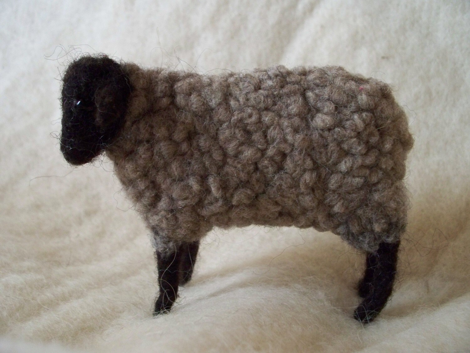 Grey Sheep Wool Needle Felted
