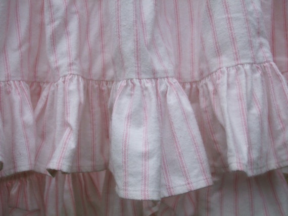 Dust Ruffle Pink Ticking Stripe Queen Size Flannel Ralph