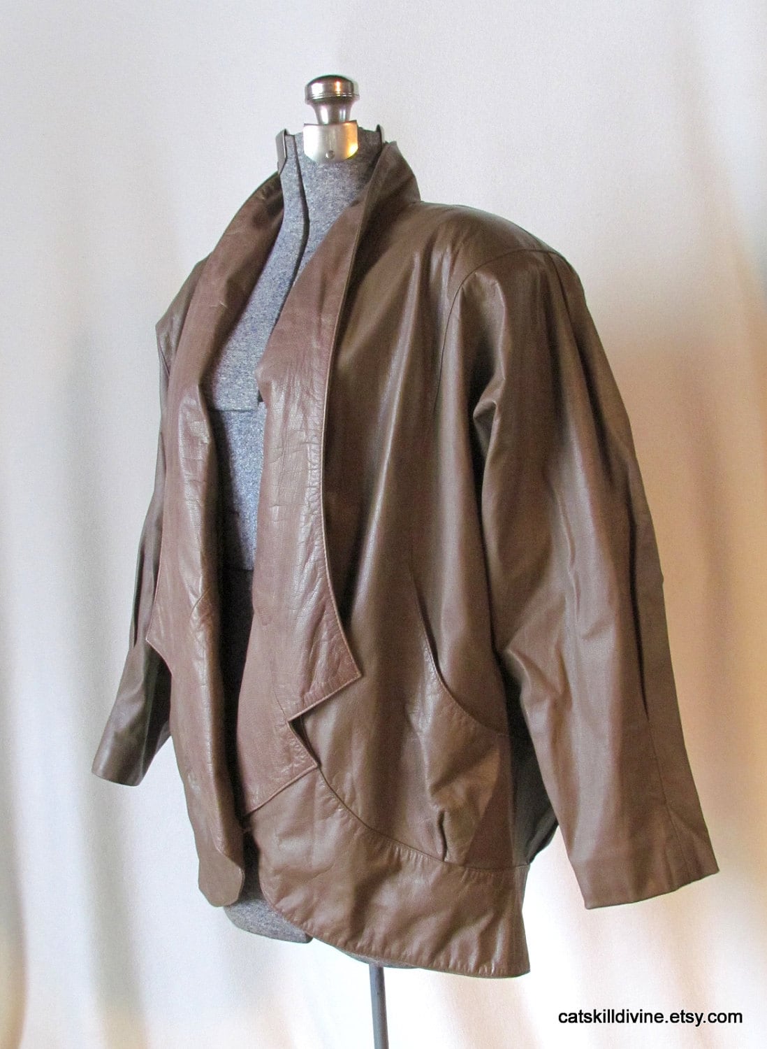 Vintage, 80’s Avanti, Faux Snakeskin Accents, Slouch Leather Jacket ...