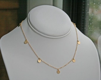 Gold disc necklace | Etsy