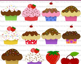 INSTANT DOWNLOAD - Cupcakes Digital Clip Art, cupcake decorations ...