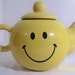 Smiley Face Tea Pot Yellow Ceramic China Teapot with Polka