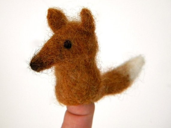Fantastic fox finger puppet. Needle felted.