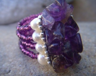 Handmade Pearl Ring Pearl Cocktail Ring by AlissaBcustomjewelry