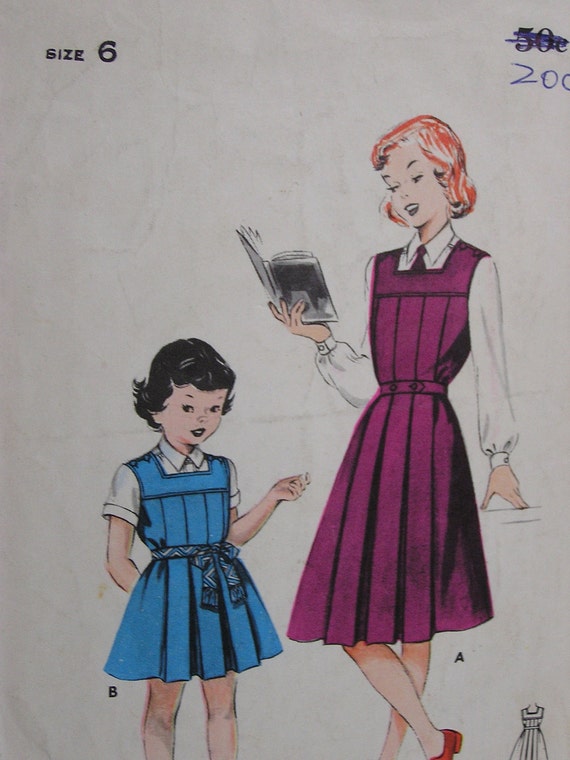 1950s Vintage Gymslip Uniform Costume Dress Pattern by DILLYDOILY