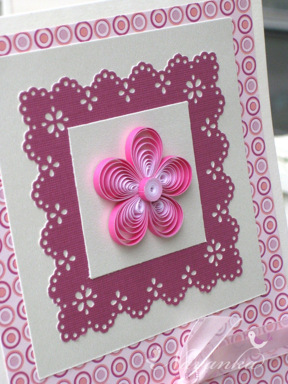 Beautiful Paper Quilling Greeting Card In Shades Of Pink For Beautiful Paper Quilling Greeting Card In Shades Of Pink For