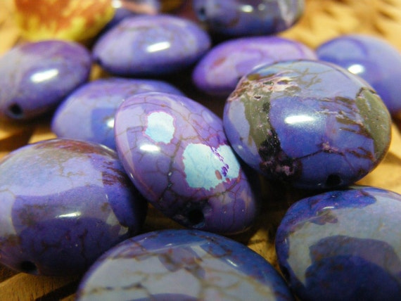 African Violet 18mm Purple Howlite Round Tabular by BeadKnead