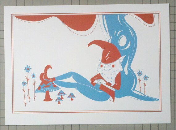 Items similar to Sleeping Gnome Art Print on Etsy