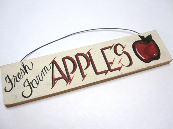 Wooden Sign Fresh Farm Apples by sweetie2sweetie on Etsy