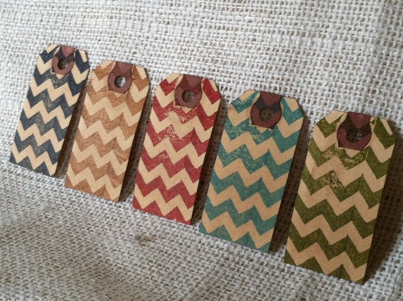 Items similar to Chevron Aged Tags In Your Choice of Color XSmall on Etsy