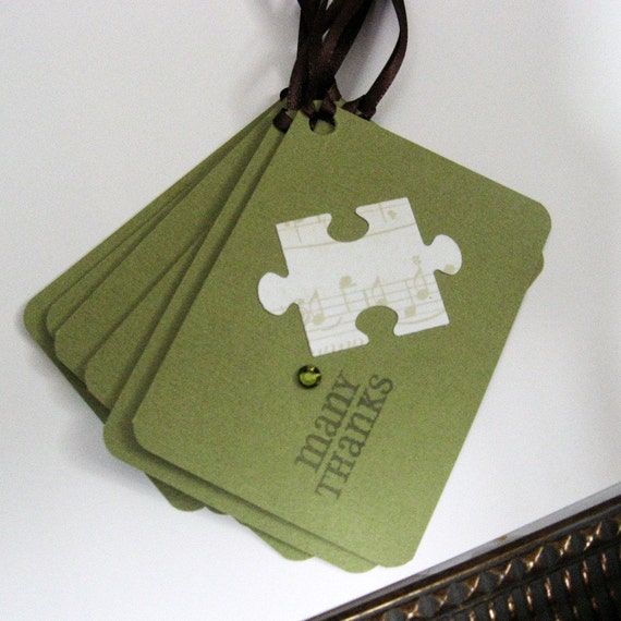 Puzzle Piece Thank You Gift Tag Set of 6 by KoJoZo on Etsy