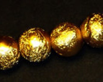 20pc 8mm Textured Metallic Gold Round Sphere STARDUST Style Beads