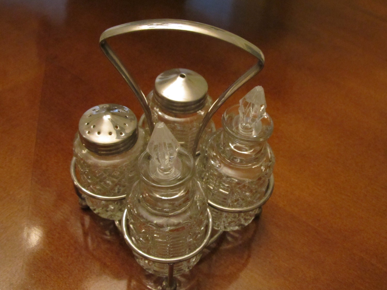 Cruet Set, Stainless Steel Holder, Condiments, Salt and Pepper, Oil and ...