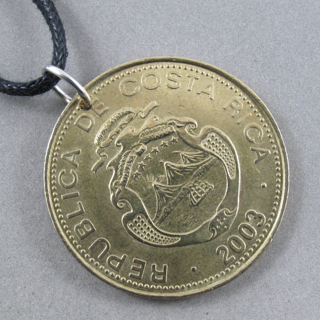 COSTA RICA necklace vintage coin jewelry colones 1999