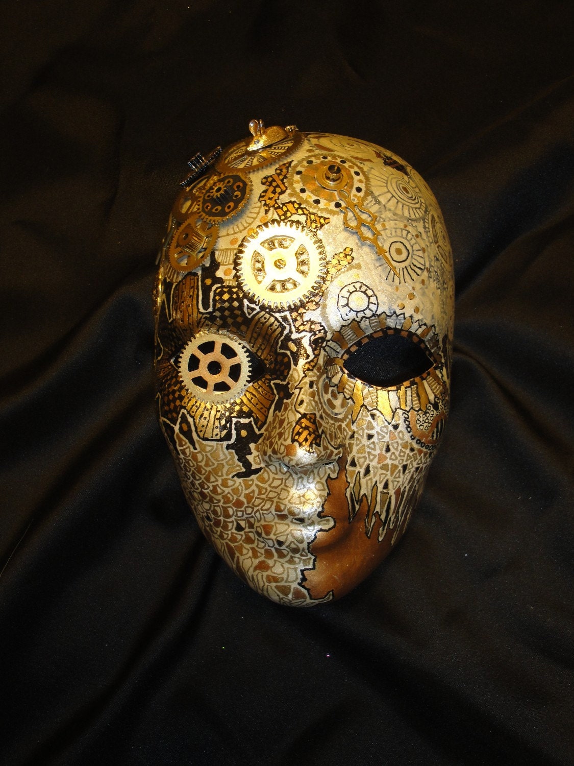 Clockwork Steampunk OOAK Painted Mask