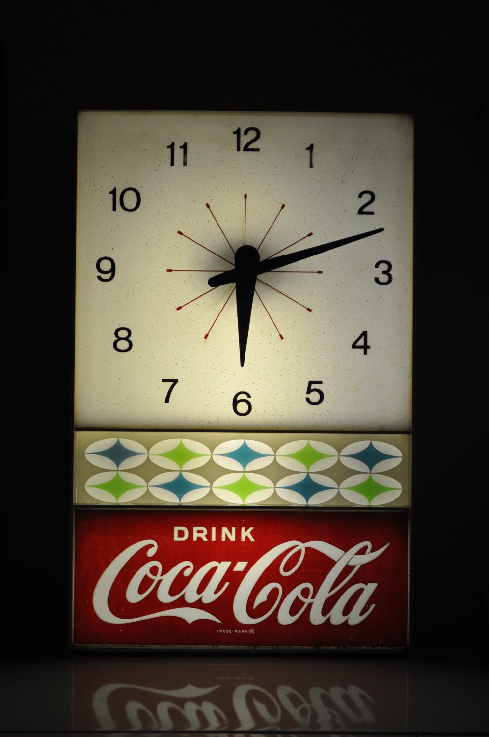 Vintage Coca-Cola Lighted Clock Retro Circa 1960s