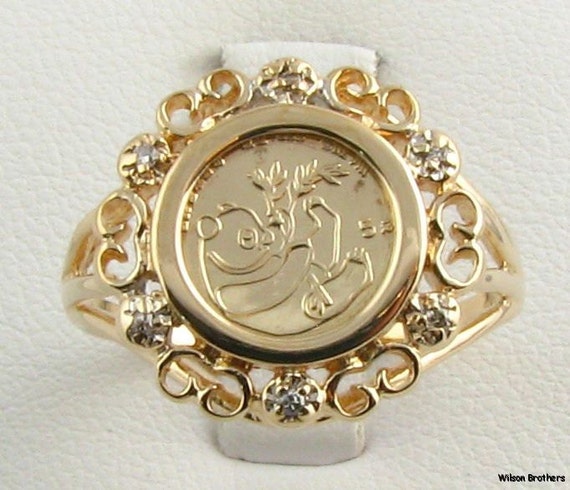 10k Yellow Gold Panda Coin Replica Ring