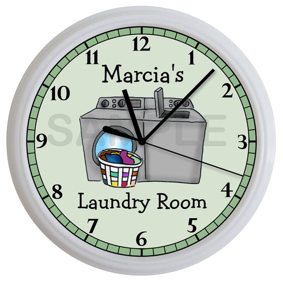 Personalized Laundry Room Washing Machine Wall Clock by cabgodfrey