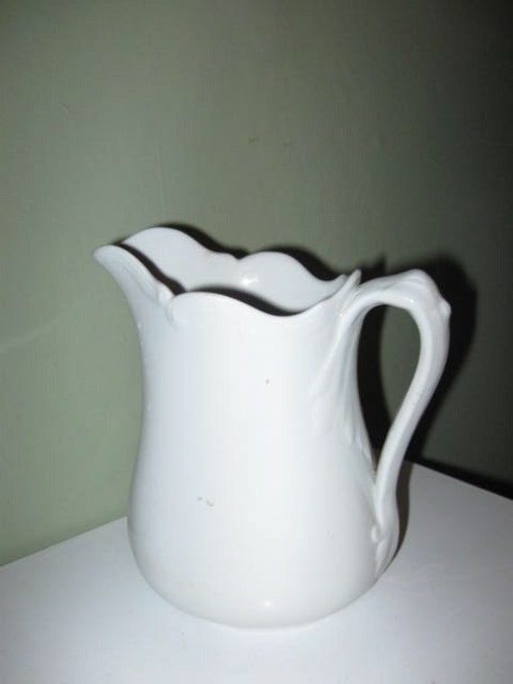 Antique white pitcher John Maddock & Sons Staffordshire