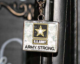 soldered charm/pendant 1.25" x 1.5" US Army logo Army Strong Home of ...