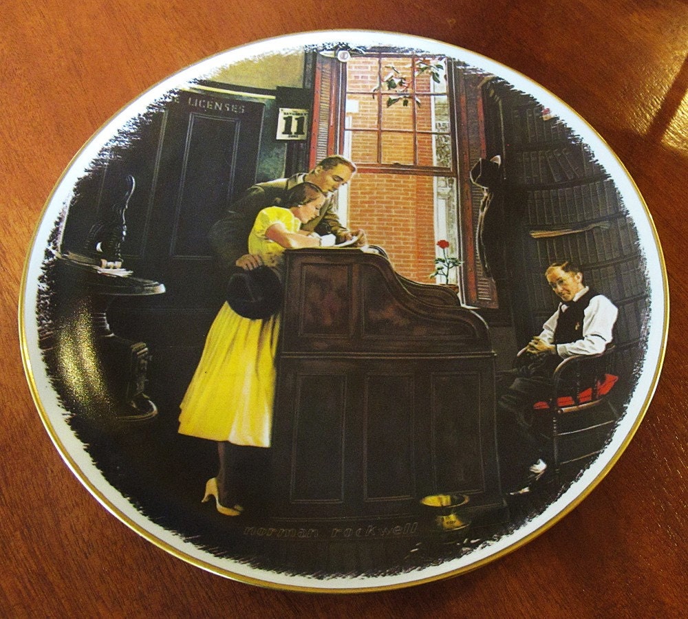 The Marriage License Norman Rockwell Limited Edition Plate