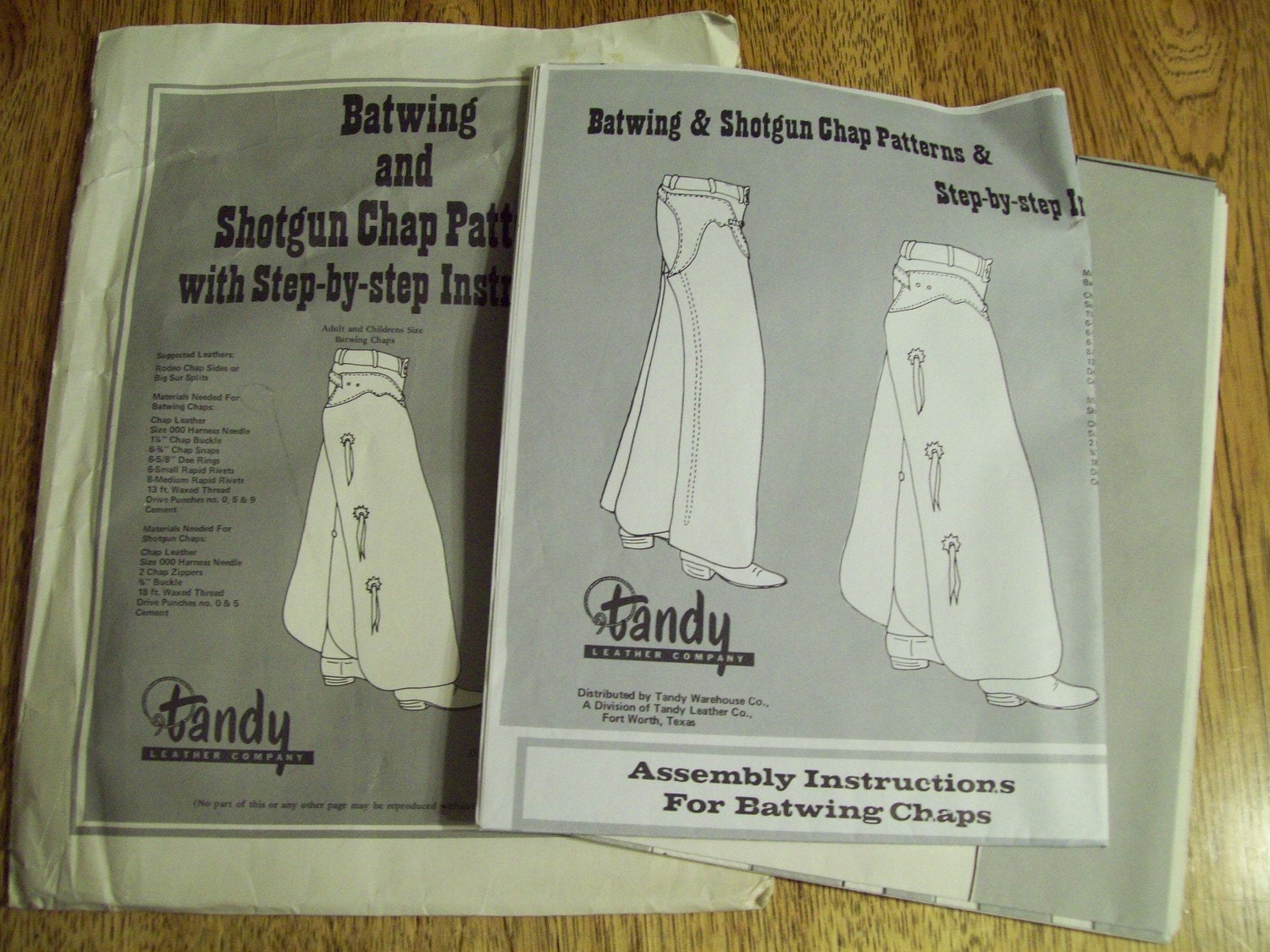Uncut Sewing Pattern Batwing & Shotgun Chaps Pattern Tandy