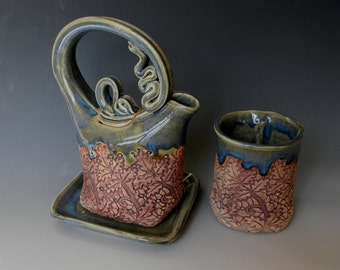 Lace-Impressed Ceramic Bud Vase by blueheronpottery on Etsy